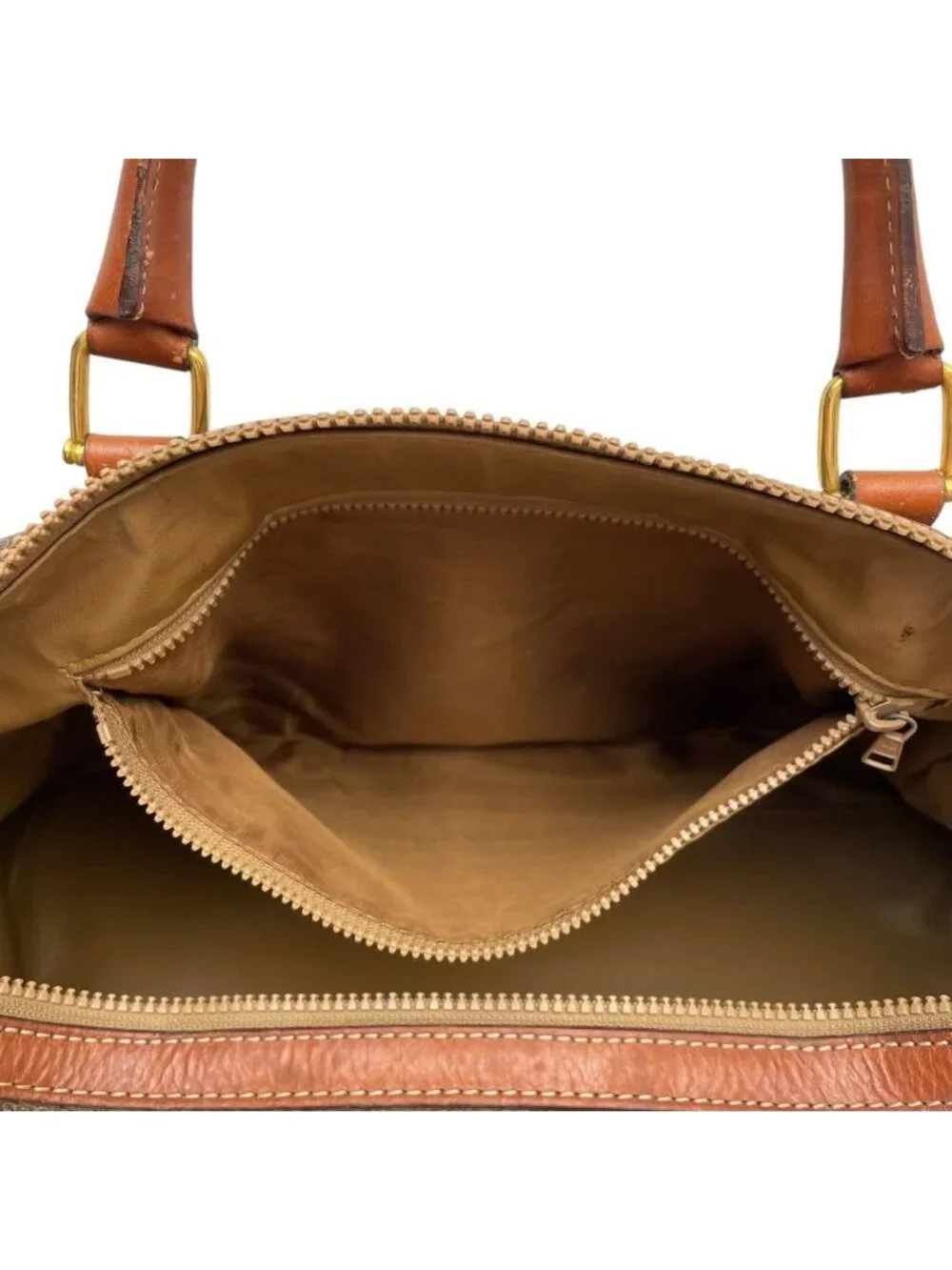 Celine | Bags | Celine Leather Macadam Triomphe Hand Boston Bag Brown ...